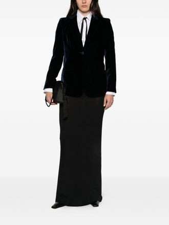Emporio Armani Single-Breasted Velvet Blazer - Black