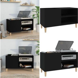 vidaXL Armoire à disques noir 84,5x38x48 cm bois dingénierie - Meuble à Disques - Armoire Vinyle - Rangement Disque - Étagère Musique - Support