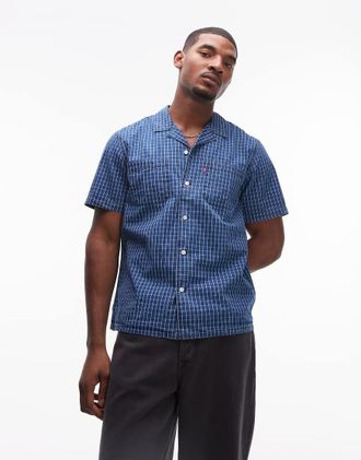 Levi's Classic Camper - Chemise &agrave; carreaux avec manches courtes et col &agrave; revers - Bleu fonc&eacute; indigo-Bleu marine