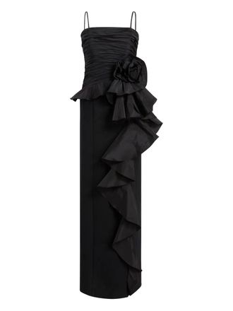 Cinq &agrave; Sept robe longue Liora &agrave; fleurs - Noir