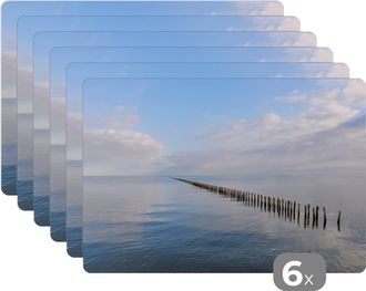 MuchoWow Placemats Platzdeckchen Platzset Tischset 6-teilig Tischdeko Untersetzer 45x30 cm Nordsee - Wolken - Wasser