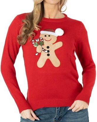 Noroze Femmes No&euml;l Pull-Over Joyeux No&euml;l Cadeaux Dames Elfe Pull Tricot&eacute; (36, Canne en Pain d&eacute;pice Rouge)