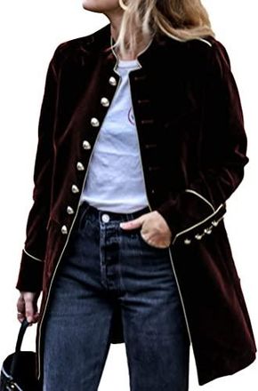 Onsoyours Veste en Velours Côtelé Femme Manteau en Laine Chaud Cardigan Couleur Unie Décontractés Slim Vestes Chaud Overcoat Mode Outwear Hiver 01 Marron Foncé 