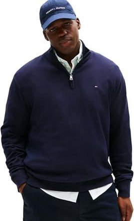 Tommy Hilfiger Pull avec Fermeture Éclair Homme Essential Cotton Zip Fermeture Éclair Demi-Longueur, Bleu (Desert Sky), XXL