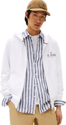 Tommy Hilfiger Herren Hoodie mit Reißverschluss Stacked Hooded aus Baumwolle, Weiß (White), XXL