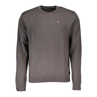 Napapijri Grauer Pullover mit langen &Auml;rmeln und gesticktem Logo - - Knitwear - Herren - Grau - 2XL