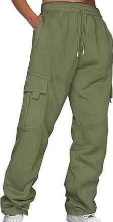 Generic Pantalon Cargo Femme Taille Haute Pantalons de Travail Survêtement Pantalon Jogging Femme Sarouel Hip Hop Élastique Yoga Fitness avec Poches Taille Él