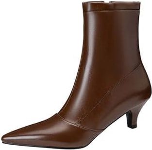 Generic Bottines &agrave; bout pointu pour femme - Style britannique - Fermeture &eacute;clair lat&eacute;rale - &Eacute;l&eacute;gantes et confortables - Pour le travail et le bureau, marron, 