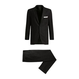 Kiton Homme, Costumes, Noir, Taille: 4XL Costume &agrave; Rayures en Laine et Cachemire