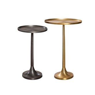 Gilde 2er Set Beistelltisch Prataouro aus Eisen - goldfarben/silberfarben - H&ouml;he 60cm x &Oslash; 38cm