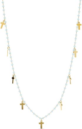 Luxenter Halskette aus blauem Kristall in 18 Karat Gelbgold - Dersu, Ajustable, Metall, Kristall