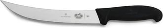 Victorinox by Swiss Army Fibrox Couteau de boucher, Couteau long pour couper de gros morceaux de viande, 20 cm, Lame incurv&eacute;e, Tranchant, Inox, Noir