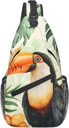 Generic Sacoche Tactique Oiseaux toucans d&eacute;t&eacute; Antivol Sac De Poitrine Casual Sling Sac &agrave; Dos pour Cyclisme Homme Camping