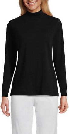 Lands End Baumwoll-Stehkragenshirt, Damen, Größe:32-34 regular, Schwarz, Baumwolle, by Lands End
