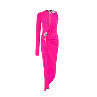 DAVID KOMA Crystal Rose Ruched Gown - - Dresses - Damen - Rosa - M