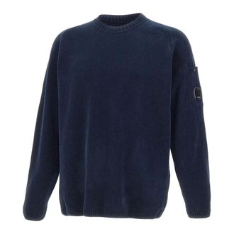 C.P. Company C.p. Company, Homme, Pulls, Bleu, Taille: XL Cotton Chenille Crewneck Lens Jumper