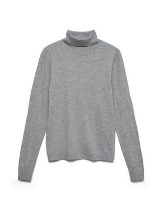 Vero Moda Damen Vmhappiness Ls Rollnk Pullove Ga Noos, Medium Grey Melange, XS