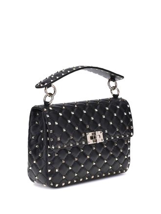 Valentino Garavani Womens Rockstud Spike Handbag Nero Lamb Ovis Aries Handbags Hand Bags