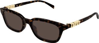 Gucci Rechteckige Sonnenbrille - - Accessories - Damen - Braun - 53 MM