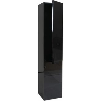 Hhg Neuwertig] H&auml;ngeschrank HHG 618, Midischrank Hochschrank Badezimmer Badm&ouml;bel, hochglanz 150x30cm schwarz