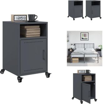 vidaXL Nachttische 2 Stk. Anthrazit 36x39x59 cm Stahl - Nachttisch - Nachttische - Schrank - Nachtschrank