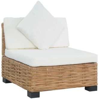 vidaXL Vidaxl - Canap&eacute; sans accoudoirs avec coussins Rotin naturel