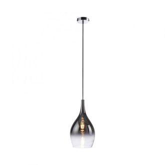 Licht-Erlebnisse Pendelleuchte K&uuml;che Glas Metall Chrom Anthrazit &Oslash;20 cm rund E27 Tropfenschirm dekorativ edler Baldachin elegante Esstisch H&auml;ngelampe SWIFO