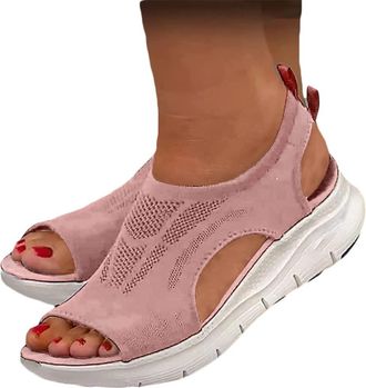 Onsoyours Sandalen Damen Herren Sommerschuhe Offener Zeh Plateau Elegant Atmungsaktives Netz Pantoletten Mit Ankle Strap Schuhe Freizeitschuhe A Rosa 39 EU