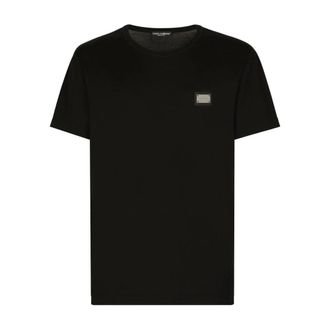 Dolce & Gabbana Logo Plakette T-Shirt - - Tops - Herren - Schwarzk - L