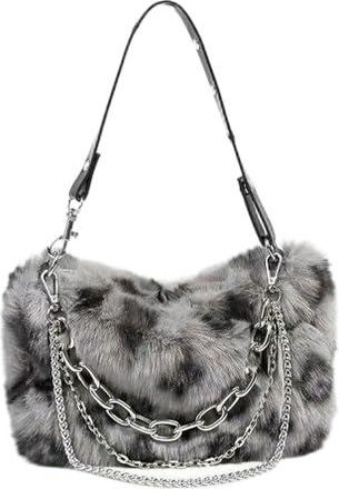 Generic NYSBH Sac &agrave; bandouli&egrave;re pour femme Motif l&eacute;opard Automne Hiver Cha&icirc;ne Sac &agrave; main pour femme Imprim&eacute; l&eacute;opard Sac &agrave; main moelleux avec poign&eacute;e sup&eacute;rieur