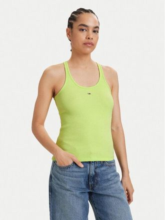 Tommy Jeans Top Racerback DW0DW22264 Hellgr&uuml;n Slim Fit