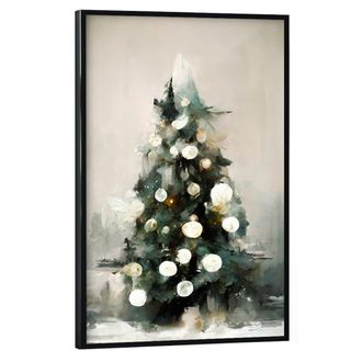 artboxONE Poster mit schwarzem Rahmen 90x60 cm Abstrakt Pastel Christmas - Bild Weihnachten beige Christbaum