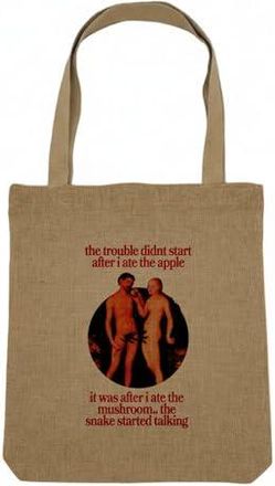 Fabulous Sac Shopping Tote Bag Aspect Lin - The Trouble Adam and Eve Collage Vintage Illustration Art Humour Parodie Meme - Sac de Courses Toile Epaisse 360g B