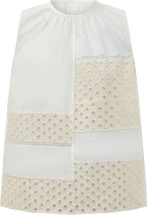 Marni Femme, Blouses et Chemises, Blanc, Taille: 38 FR Blouse sans manches en broderie anglaise
