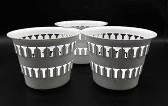 Kimmel 3 Stück Übertopf Dekor 12 cm im Set für Pflanztopfe Blumentöpfe Orchideentopf Blumenübertopf, Farbe weiß