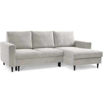 Selsey Selsey Nalika - Ecksofa mit Schlaffunktion, Kordsamt-Bezug, hellbeige, rechtsseitig