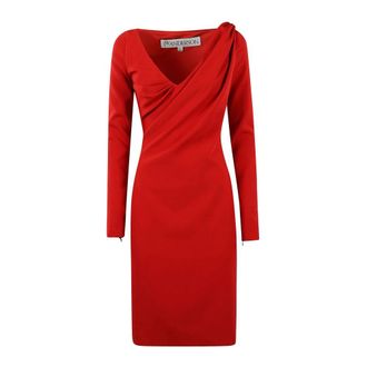 J.W.Anderson Drape V-Ausschnitt Kleid - - Dresses - Damen - Rot - S