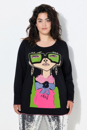 Angel Of Style T-Shirt T-Shirt XL-Lady-Motiv Glitzersteinchen Neonn&auml;hte