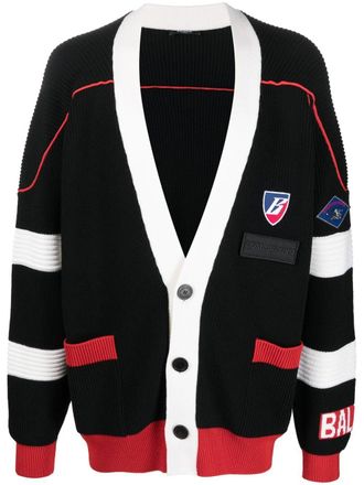 Balmain cardigan &agrave; patch logo - Noir