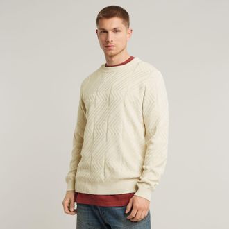 G-Star Zig-Zag Structure Knitted Pullover - Wei&szlig; - Herren