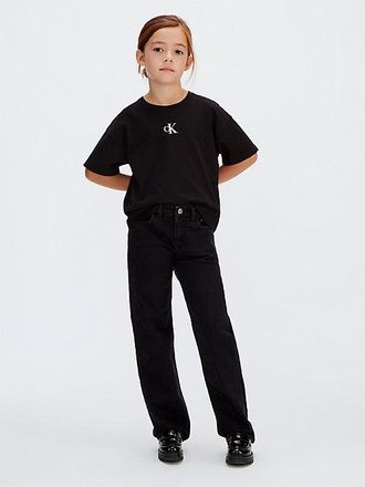 Calvin Klein Mid Rise Straight Jeans - Washed Black - M&auml;dchen - 16