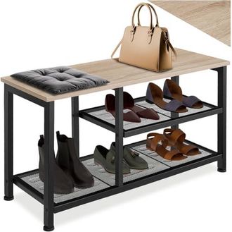 TecTake Meuble Chaussures Pratique 80 x 30 x 45,5 cm, Rangement Chaussure 3 &eacute;tag&egrave;res grillag&eacute;es, Style Industriel, Meuble Chaussure Etagere Rangement Chaussur