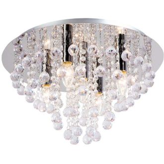 Nino Leuchten Nino Leuchten - Plafonnier London chrome pol., Avec rideau en verre transparent pour 5xE14, max.40W, d: 46cm, h: 22cm faux