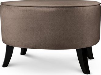 MG Design Ovaler Samt-Hocker 62 x 72 cm in Braun mit Holzbeinen - Gepolsterter Fu&szlig;hocker f&uuml;r Wohnzimmer oder Schlafzimmer