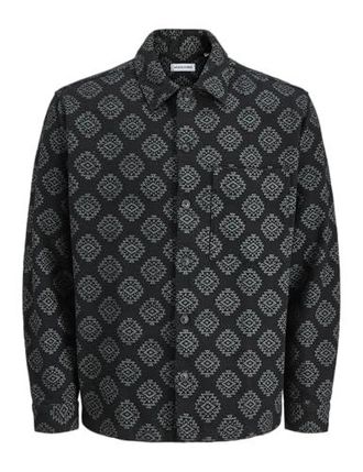 Jack & Jones Jjaztek Print Overshirt Ls, Noir, M Hommes