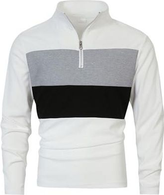 Generic Haut dentraînement de bodybuilding pour homme, coupe ajustée, manches longues, séchage rapide, respirant, vêtements de sport, blanc, XXL