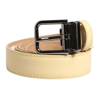 Dolce & Gabbana Klassischer Lederg&uuml;rtel mit Metallschnalle - - Accessories - Herren - Gelb - ONE SIZE