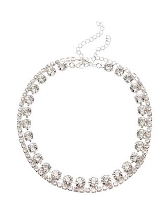 8 by YOOX DOUBLE RHINESTONES LINEAR CHOCKER