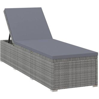 vidaXL Vidaxl - Sonnenliege mit Dunkelgrauer Auflage Poly Rattan Grau