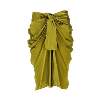 Chlo&eacute; Draped silk midi skirt Woman 36